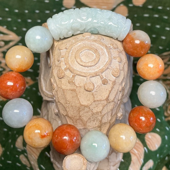 Jewelry | Multi Color Jade 13mm With Burmese Jade Bridge | Poshmark